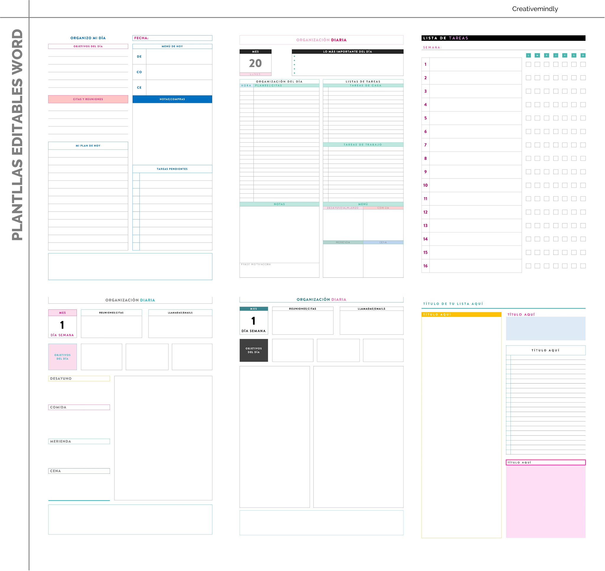 Creative Mindly: Las 41 plantillas editables