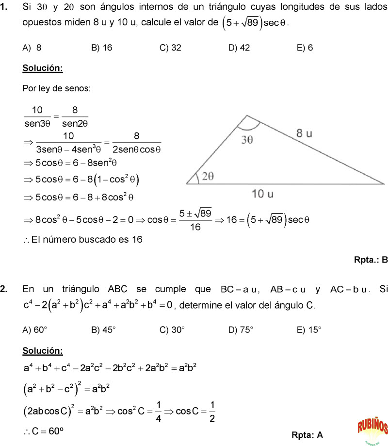 RESOLUCION DE TRIANGULOS OBLICUANGULOS EJERCICIOS RESUELTOS PDF