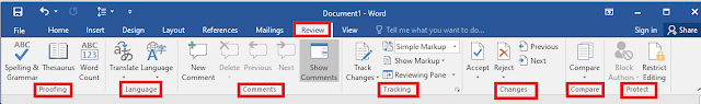 MS Office 2016 Review Tab