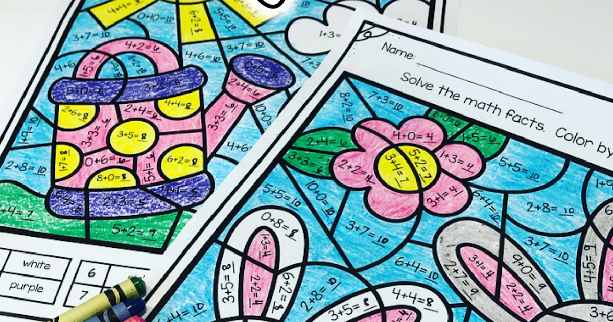 Spring Color by Number (addition to 10 and 20) | A Sunny Day in First Grade