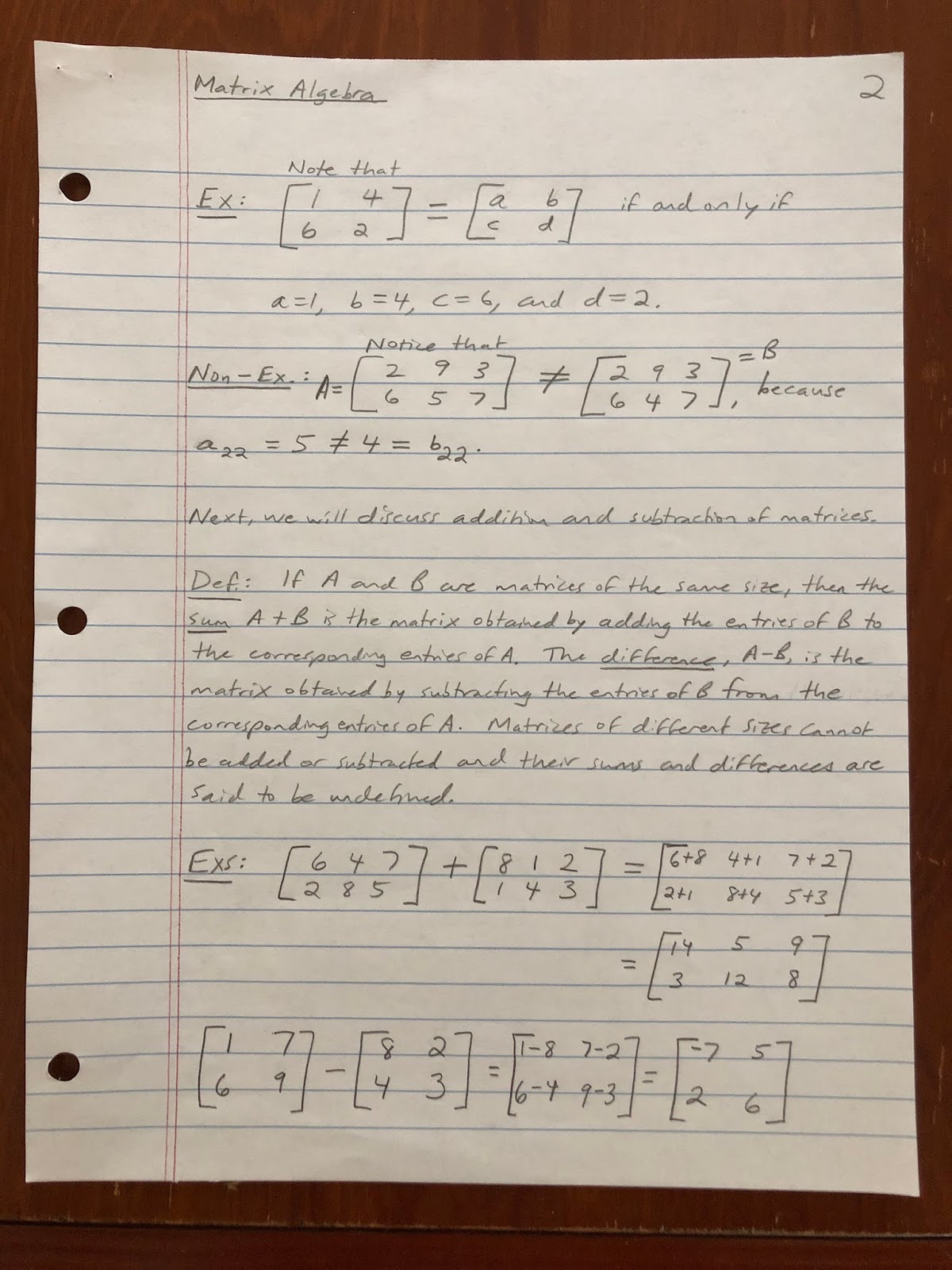 Professor Frank’s Math Blog: Matrix Algebra - Notes