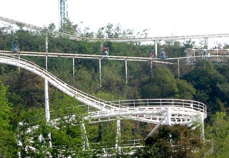 Japanese Sky Cycle roller coaster is pedal powered