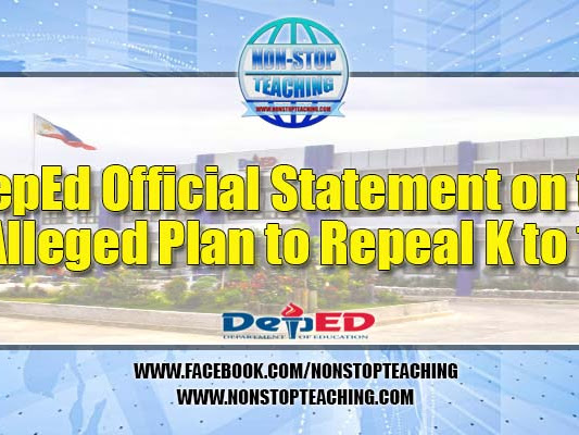 DepEd Official Statement on the Alleged Plan to Repeal K to 12