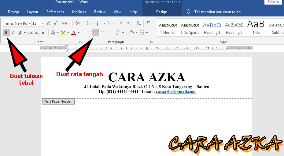 Cara Membuat Kop Surat di Header Microsoft word - CARA AZKA