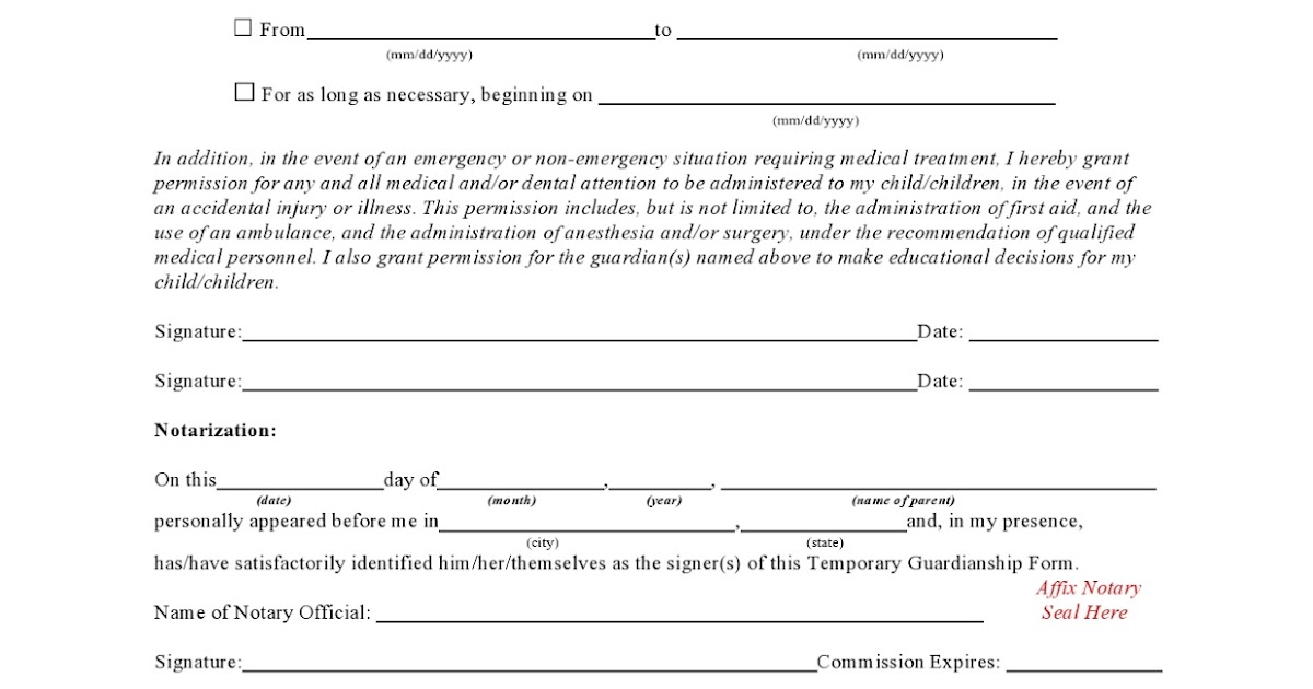 Template For Temporary Custody Letter Template For Temporary Custody Letter