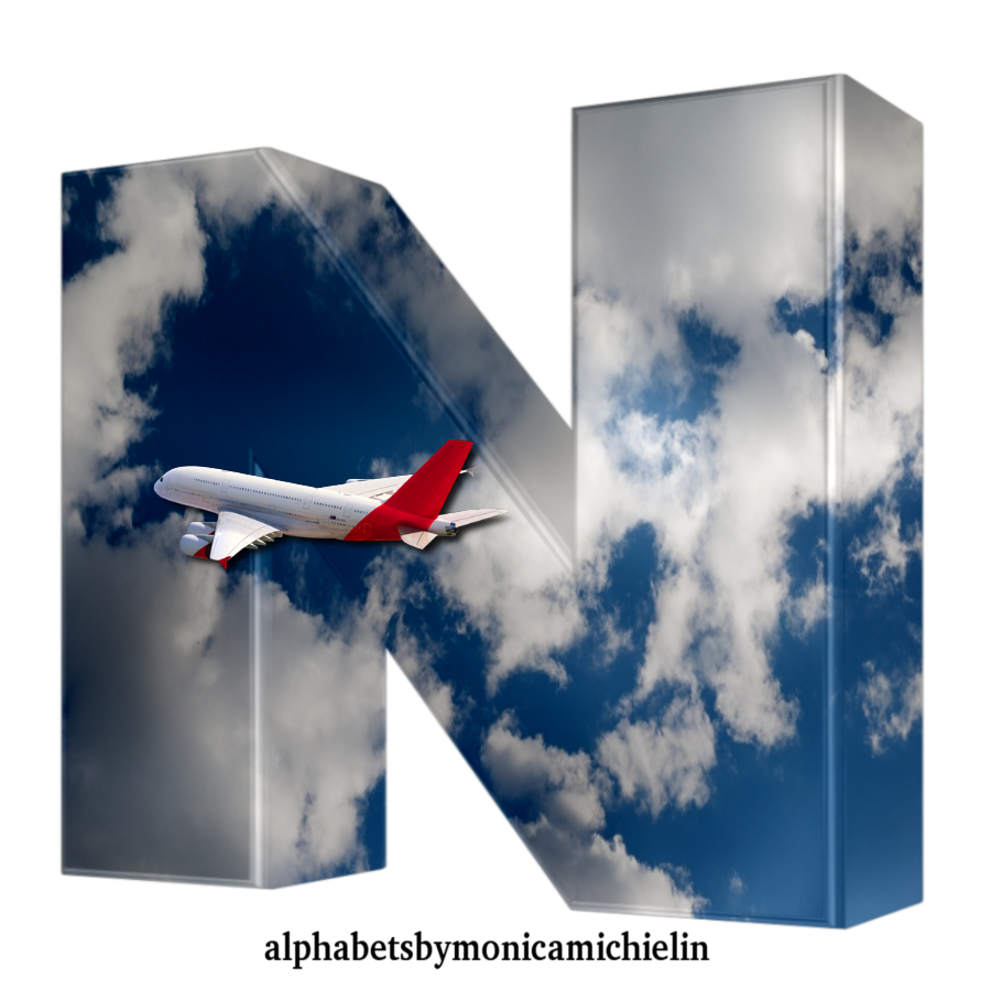 Monica Michielin Alphabets: BLUE SKY AND RED AIRPLANE ALPHABET AND ...