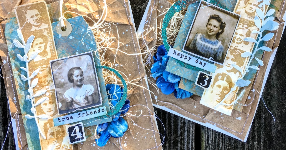 SewPaperPaint: Crumpled Kraft Collage Cards for PaperArtsy Stamps