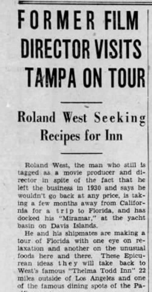 Thelma Todd: Roland West Looking For Recipes In Florida
