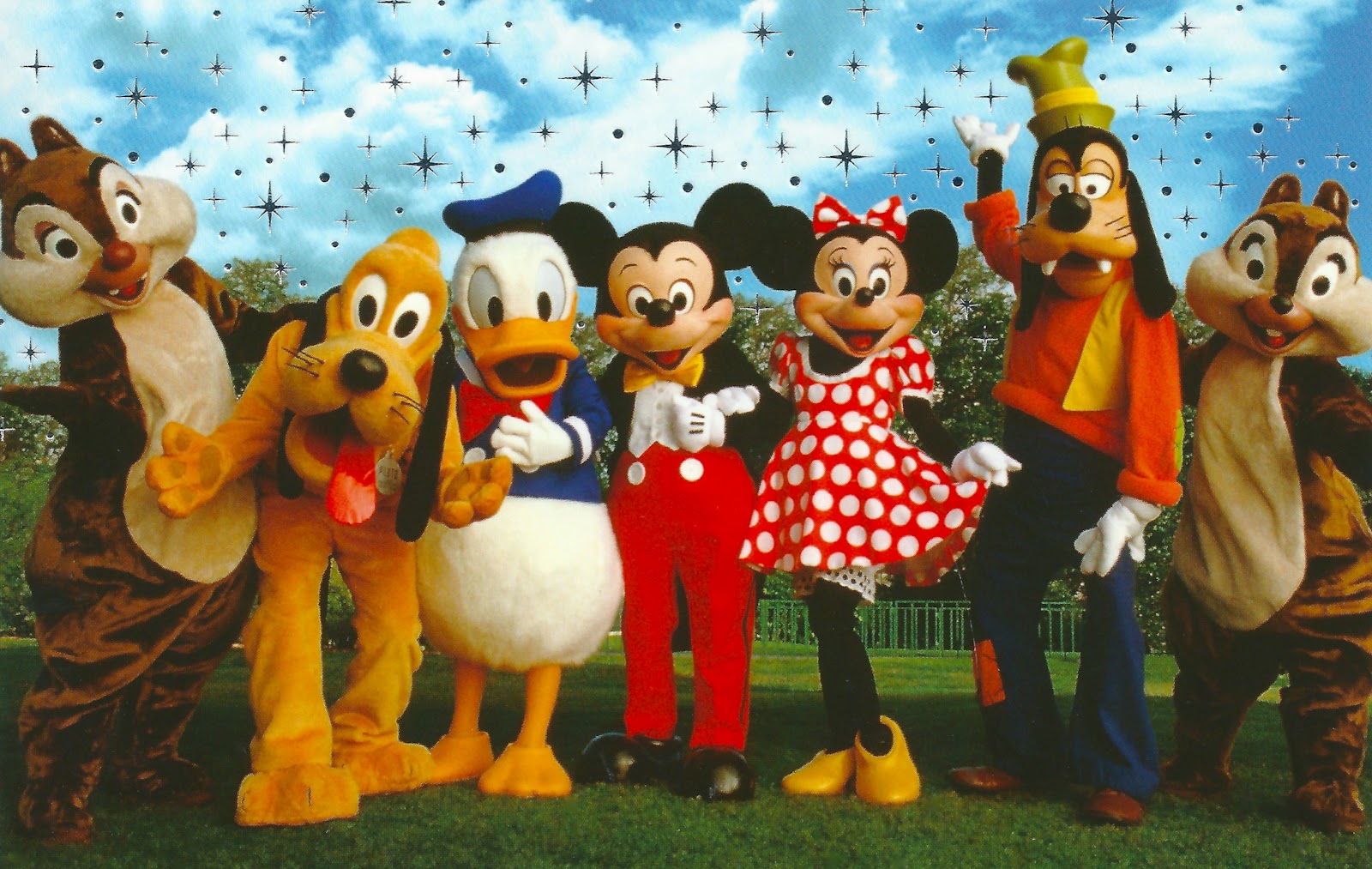 My Favorite Disney Postcards: The Whole Gang with Metallic Stars