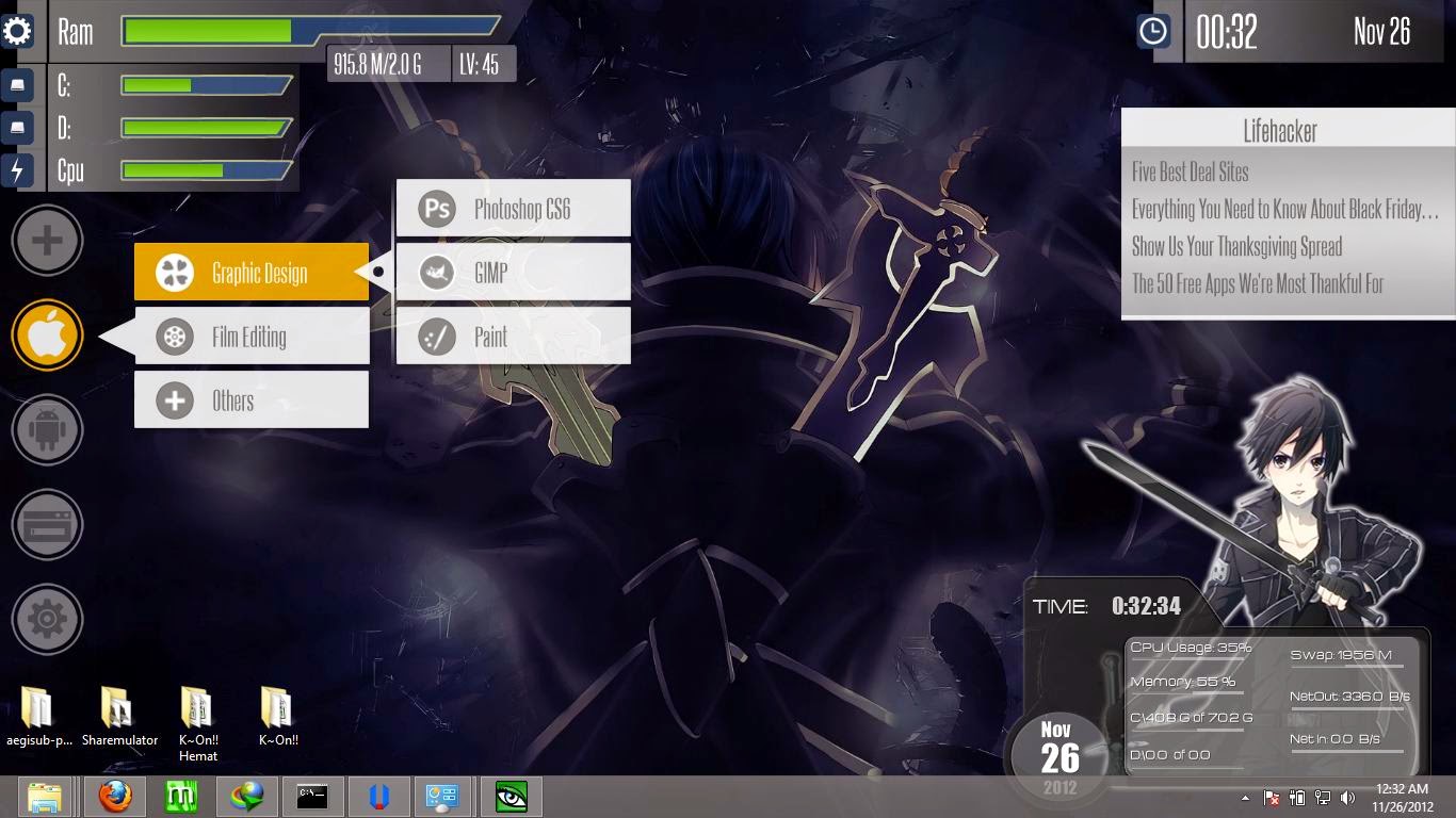 Sword Art Online Skins Rainmeter (Kirito) Full - Rafdi Blog