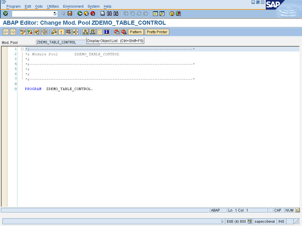 The ABAP: Manipulation of Table Control
