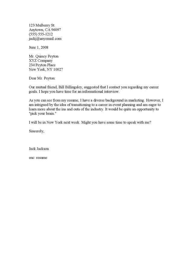 Interview Cover Letter ~ Resume Letter