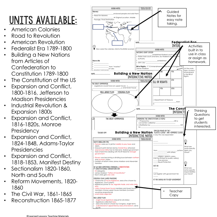 American History Interactive Guided Notes and PowerPoints BUNDLE ...