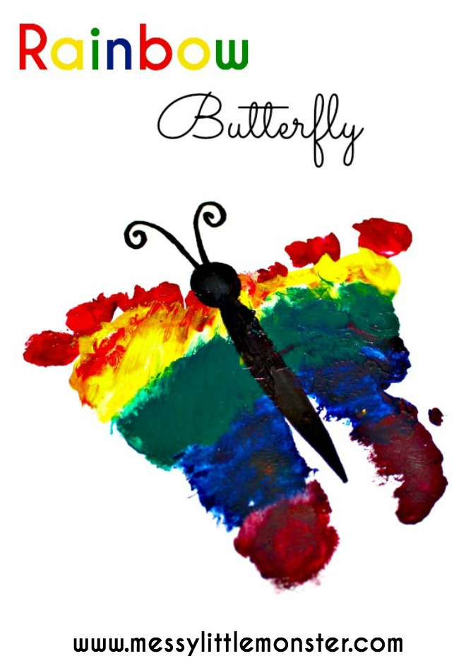 Rainbow Footprint Butterfly - Messy Little Monster