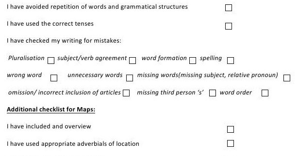 EOI CARTAGENA C1 y C2 INGLÉS: Cambridge Writing Checklist (IELTS image)