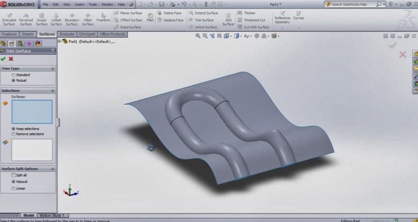 Demonstrate how to create basic 3D Modeling Surface in SolidWorks2014 ...