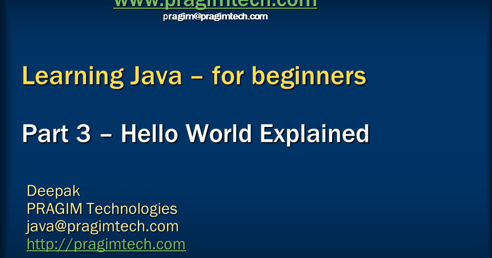 Sql Server Net And C Video Tutorial Java Hello World Explained