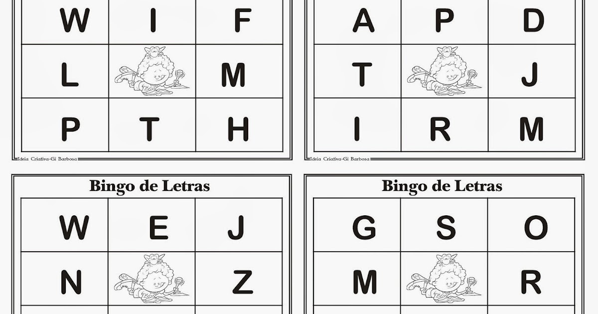 BINGO DE LETRAS ~ Atividade para imprimir