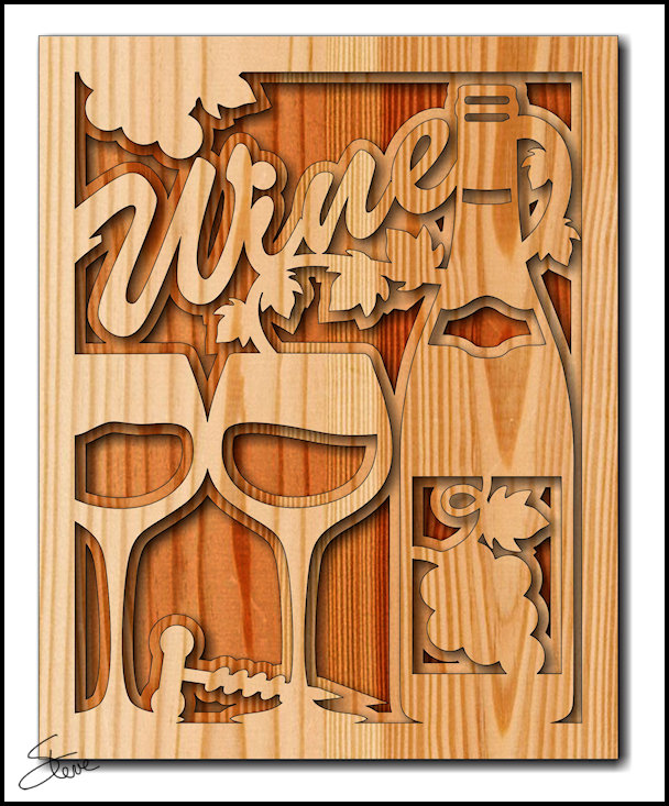 Scrollsaw Workshop: Three Layer Wine Bottle Art Scroll Saw Pattern