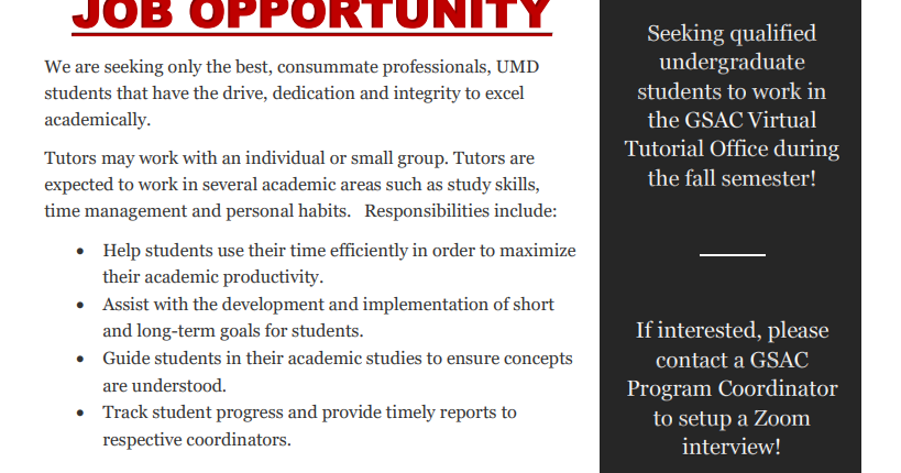CCJS@USG News and Updates: GSAC hiring CCJS tutors