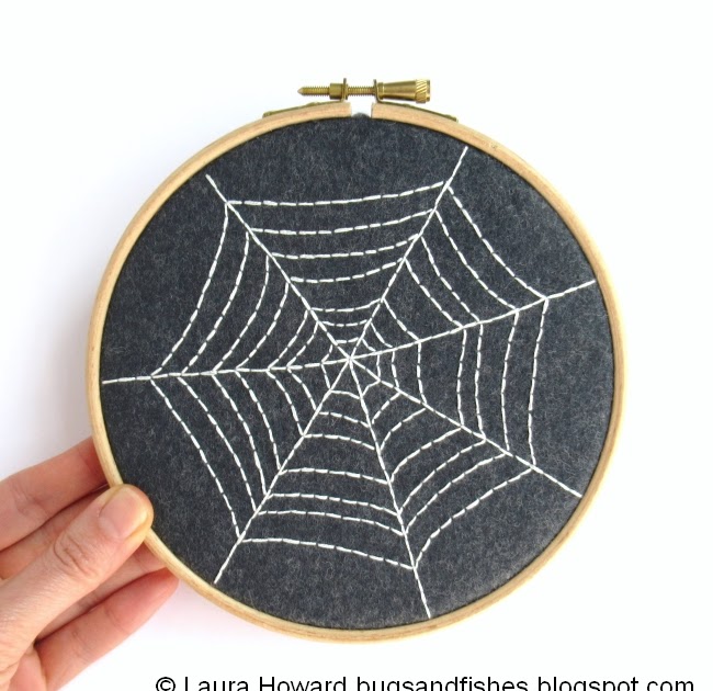 Bugs and Fishes by Lupin: Spider Web: Halloween Embroidery Pattern