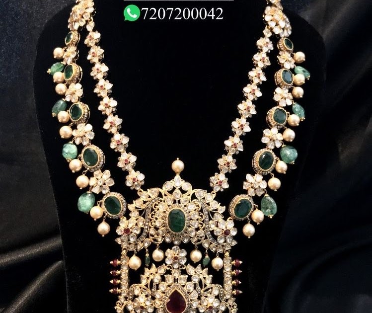 Two Layer Floral Emerald Long Set - Jewellery Designs