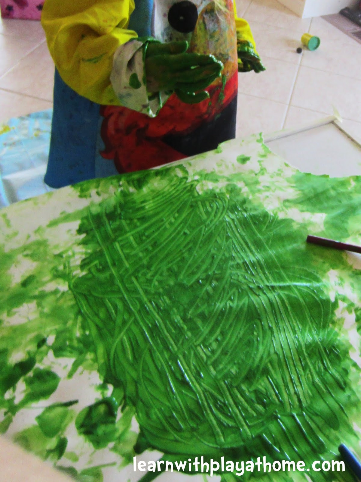 Learn with Play at Home: Single Colour Paint Exploration. Process Art