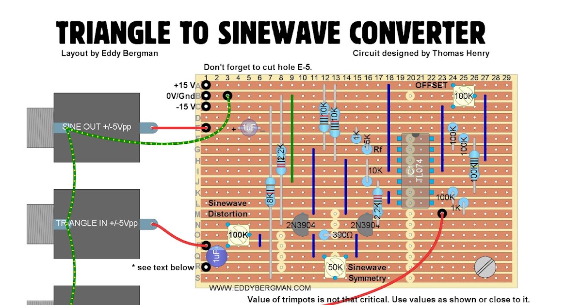 Eddy Bergman.com: Synthesizer Build part-3: TRIANGLE TO SINEWAVE CONVERTER