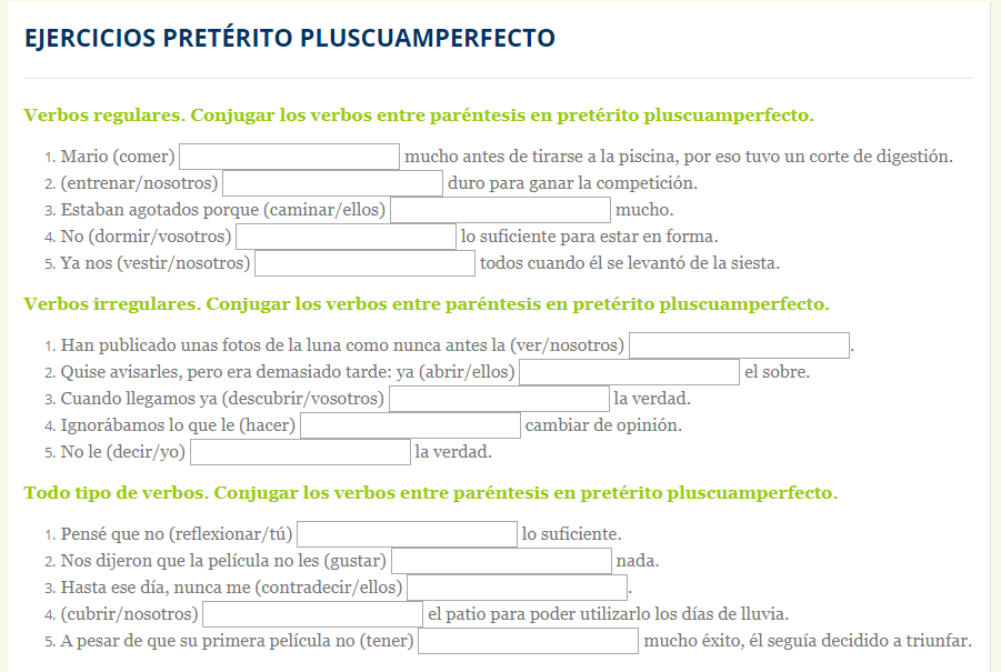 Español: Pretérito pluscuamperfecto de Indicativo
