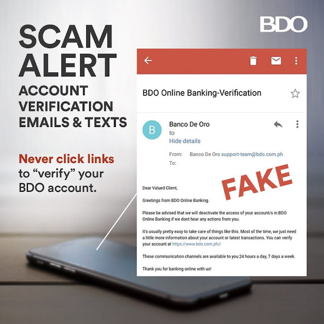 BDO Reiterates Fight Against Account Verification Scam - Recycle Bin of ...