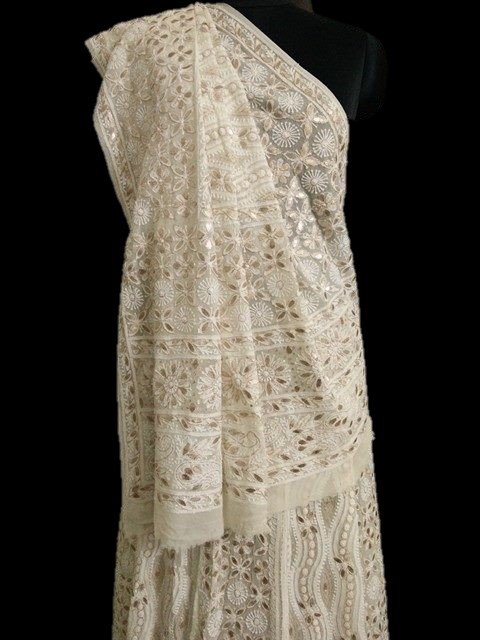 * Georgette Chikankari Saree : Chikan Embroidery Work of Lucknow, In ...