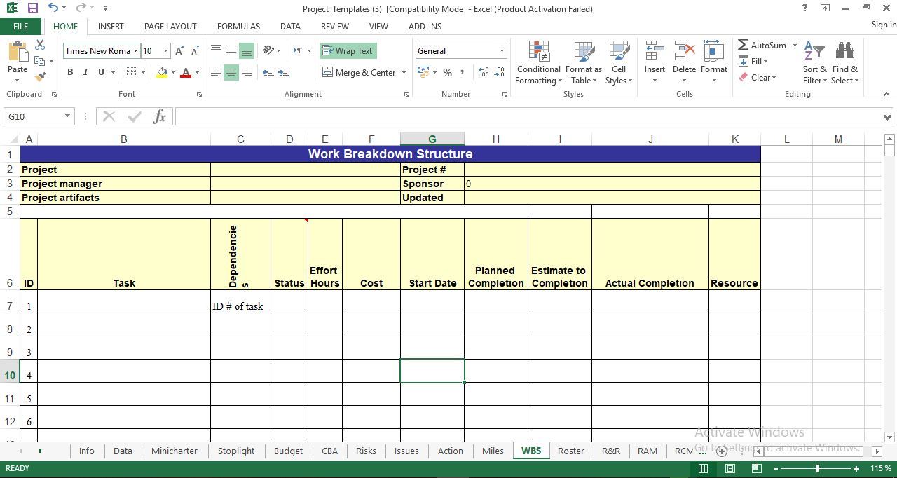 Project Management Template Excel