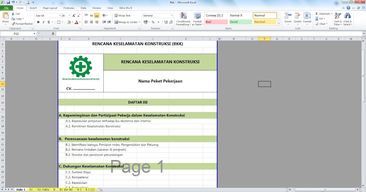 Rkk Untuk Proyek Konstruksi Dan Dokumen Penawaran Tender Proyek File ...