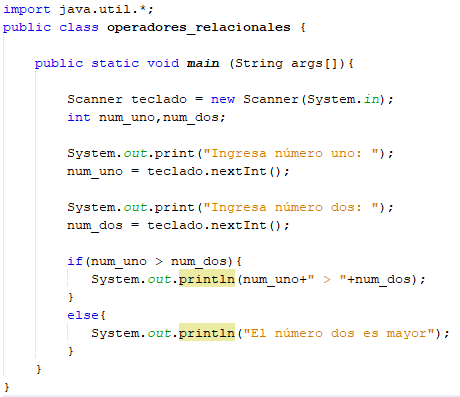 Operadores Relacionales en Java