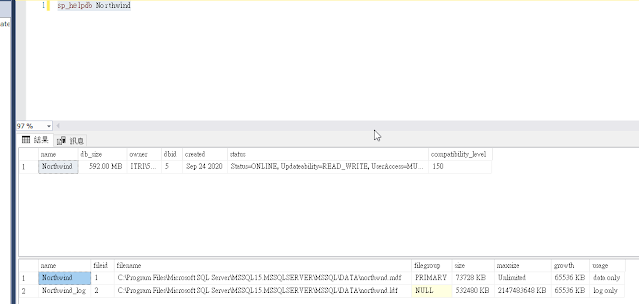 T Sql筆記14 Sp Helpdb指令的使用 Mssql Could Not Allocate Space For Object X