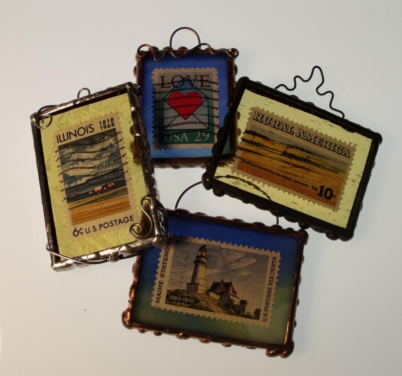 New Moon Glass: Vintage Postage Stamps and Stained Glass