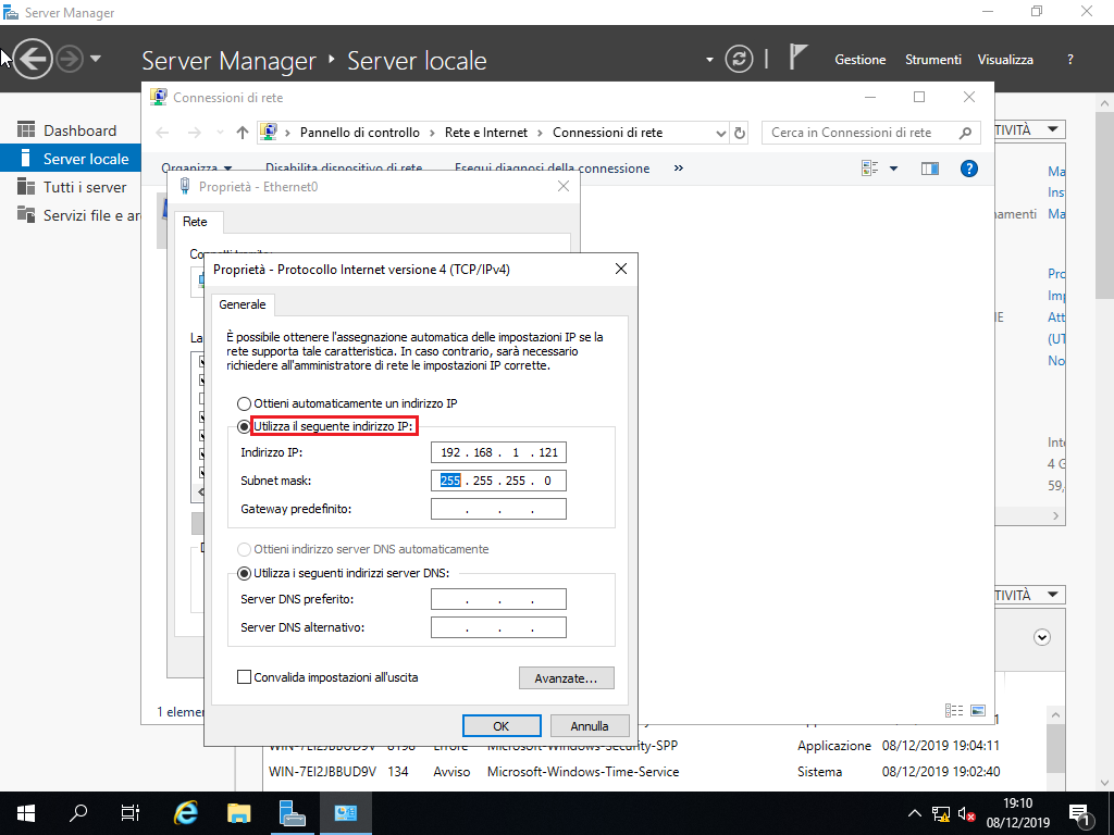 Information Technology: Windows Server 2019: Impostazione IP statico e ...
