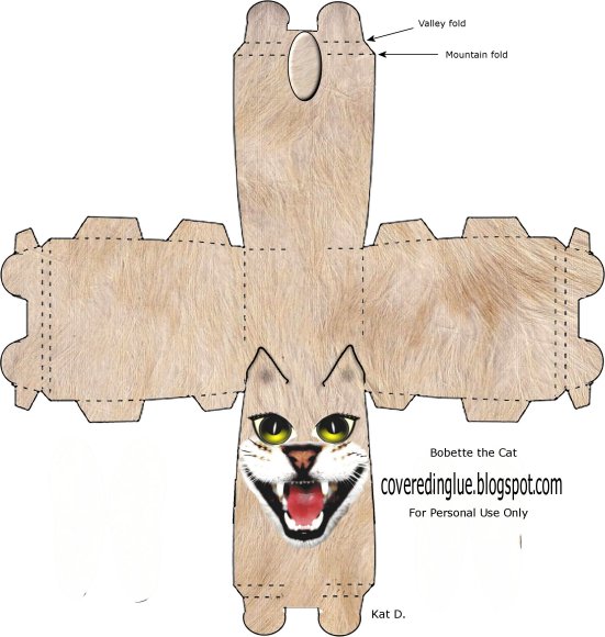 Covered in Glue: Freebie Paper Toy - Bobbette the bobcat