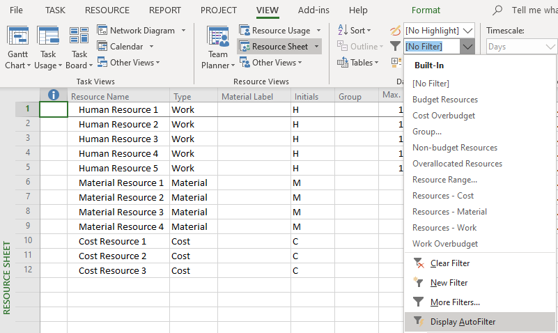 MANAGEMENT YOGI: 15 Excel Like Features in Microsoft Project – Part 3