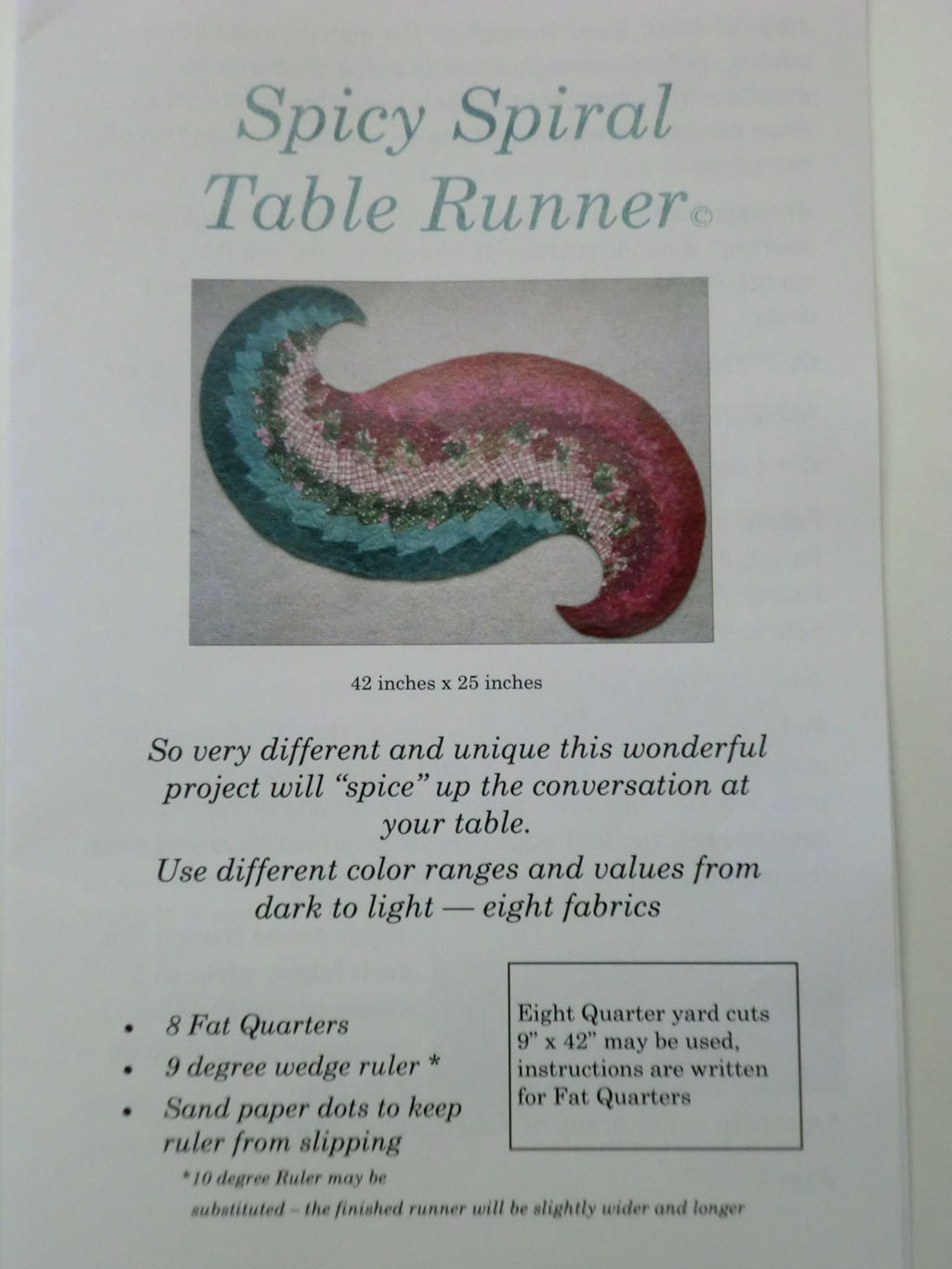 Bigfork Quilts Etc: Spicy Spiral Table Runner Class No. 2.