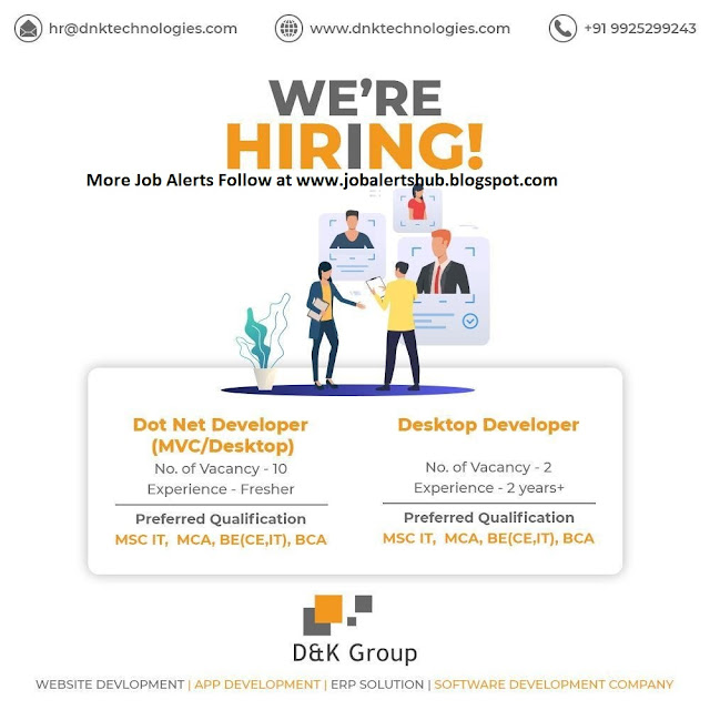 JOB ALERTS HUB: Hiring Dot Net Developers / Desktop Developer @ D&K ...