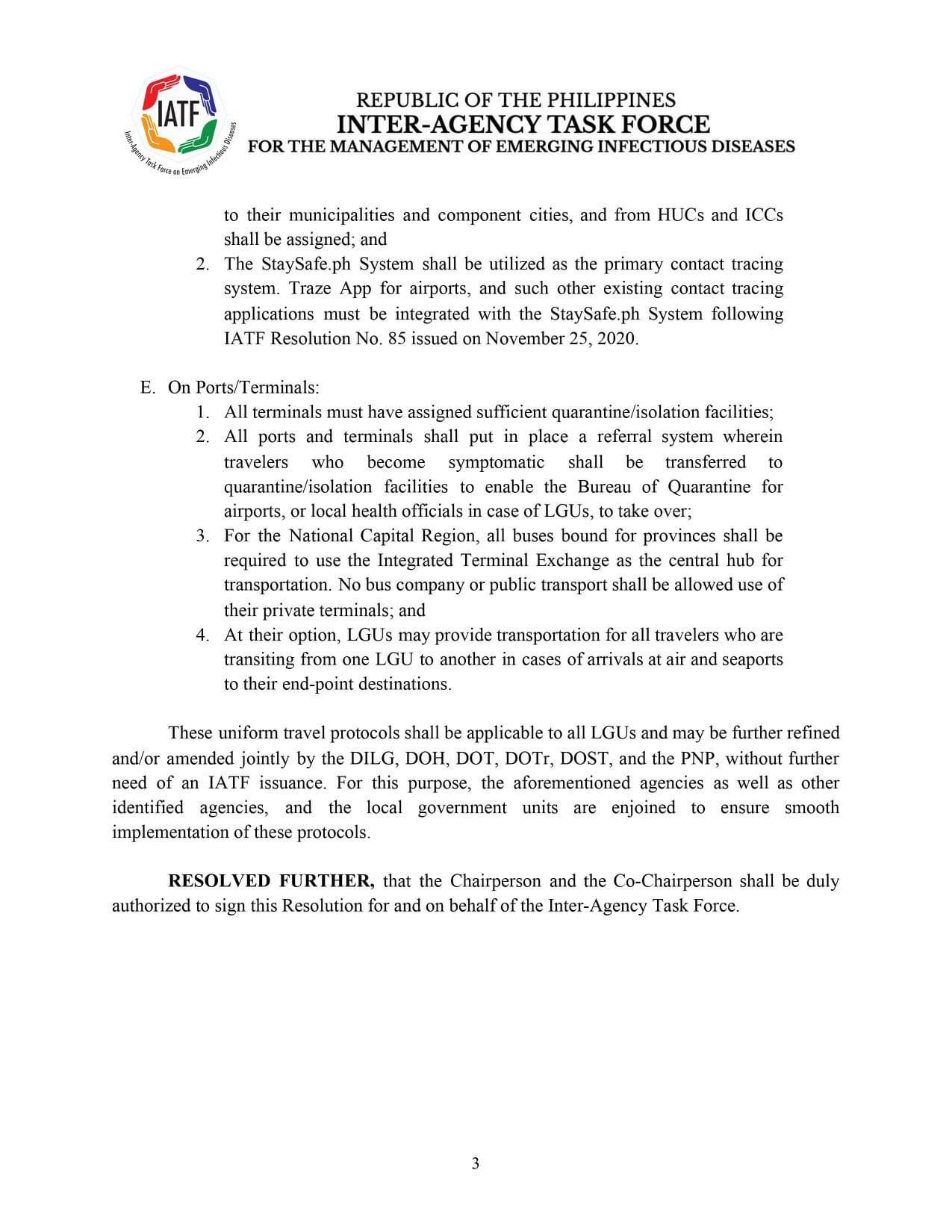 IATF Approves Uniform Travel Protocols for all LGUs; No more COVID-19 ...