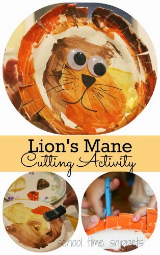 Paper Plate Lion's Mane Scissor Skills Craftivity | School Time Snippets