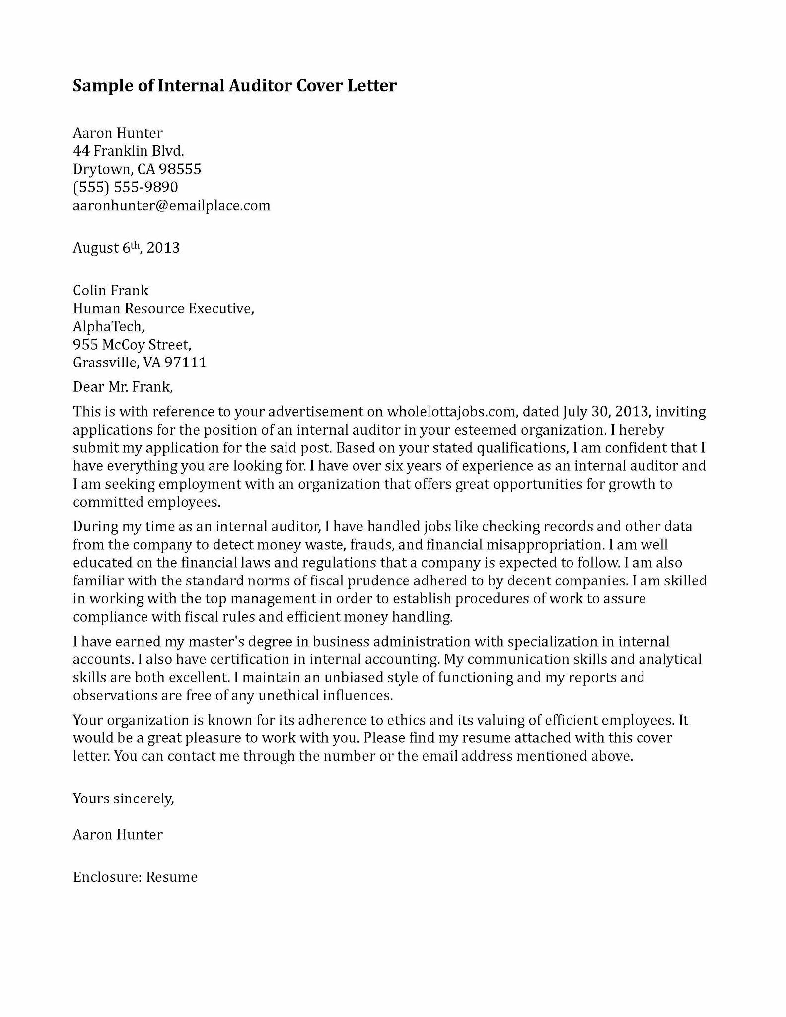 Sample Cover Letter For Internal Position Template ~ Resume Letter