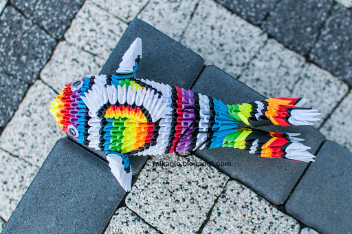 Origami 3d - mikaglo: 733. Tęczowa rybka z origami / 3d origami rainbow ...