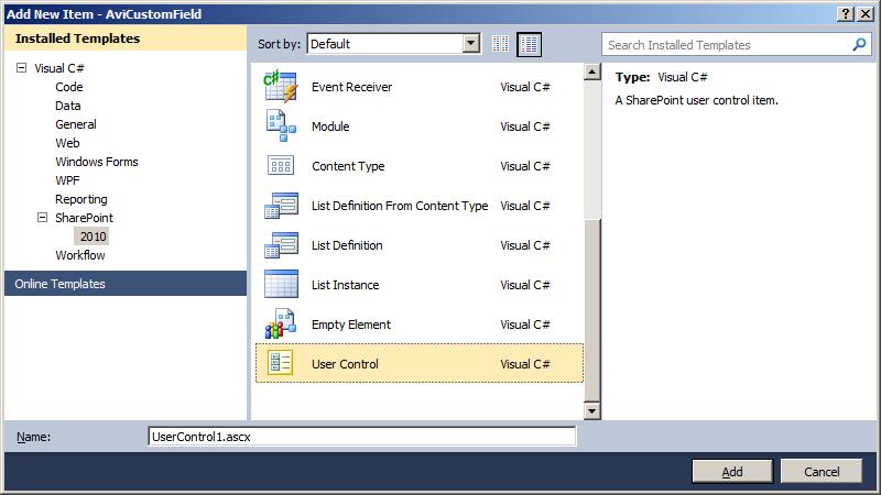 Avinash: Creating Custom Field in SharePoint 2010 Avinash: Creating Custom Field in SharePoint 2010