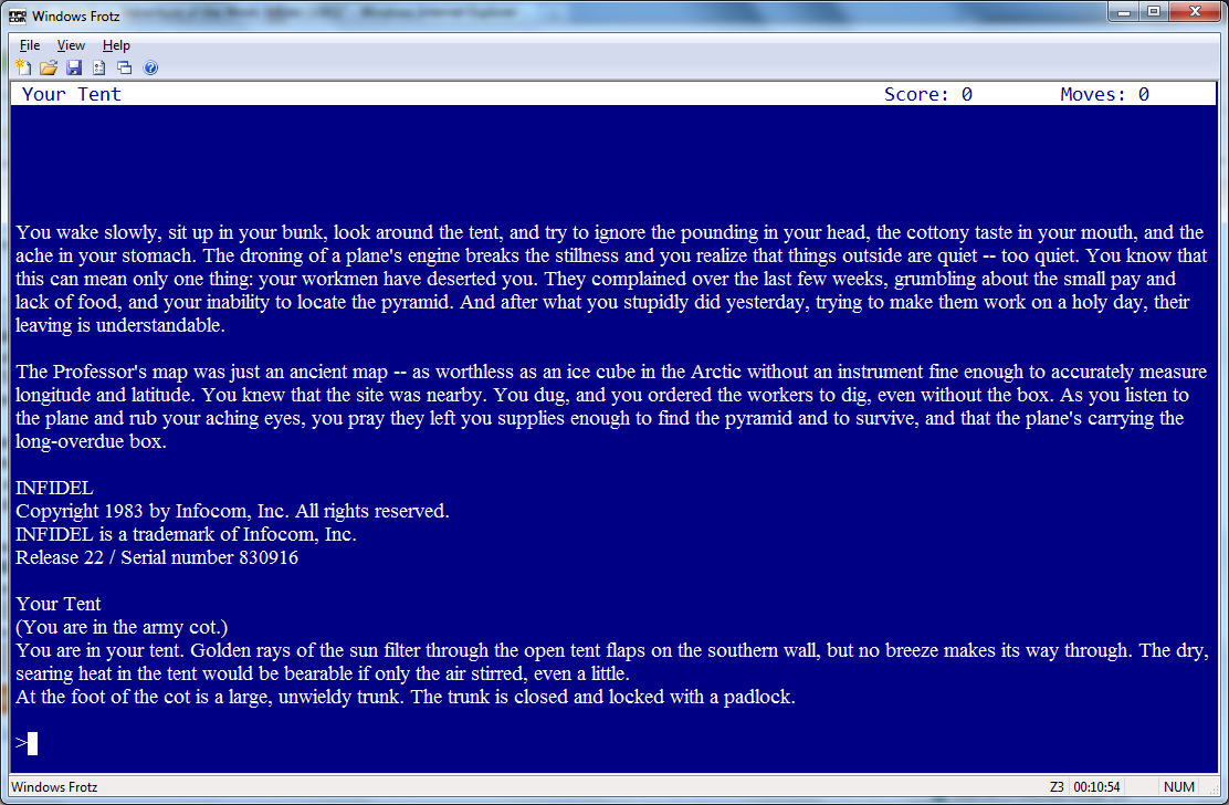 Gaming After 40: Adventure of the Week: Infidel (1983)