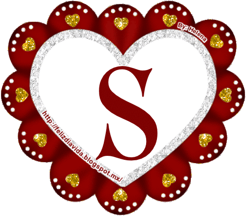 Iniciales Nombres y Más: Corazón rojo con iniciales S a la Z