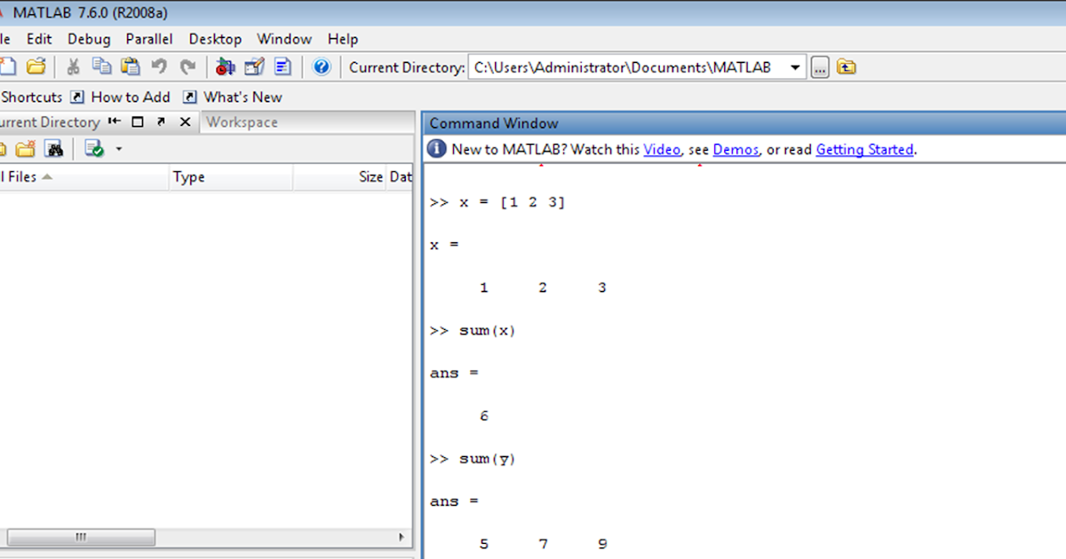 Electrical Engineering Tutorial ~ Arrays And Matrices In Matlab 9984
