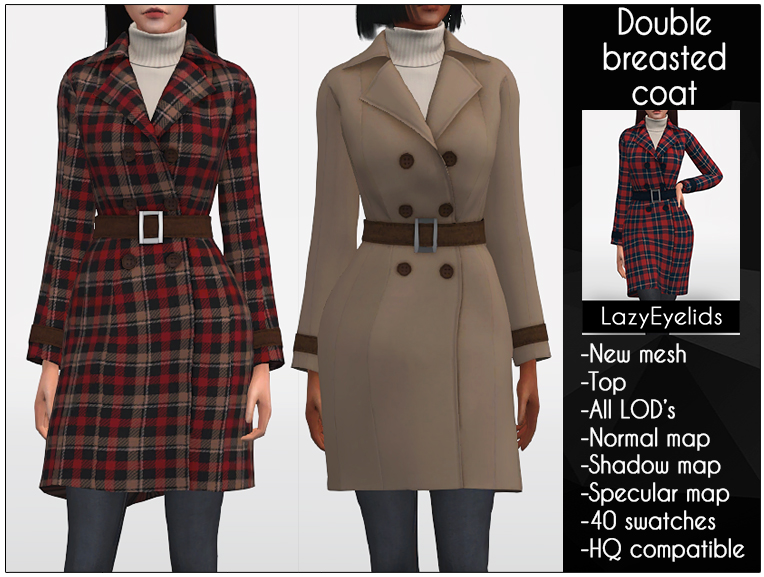 Sims 4 cc: Double breasted coat